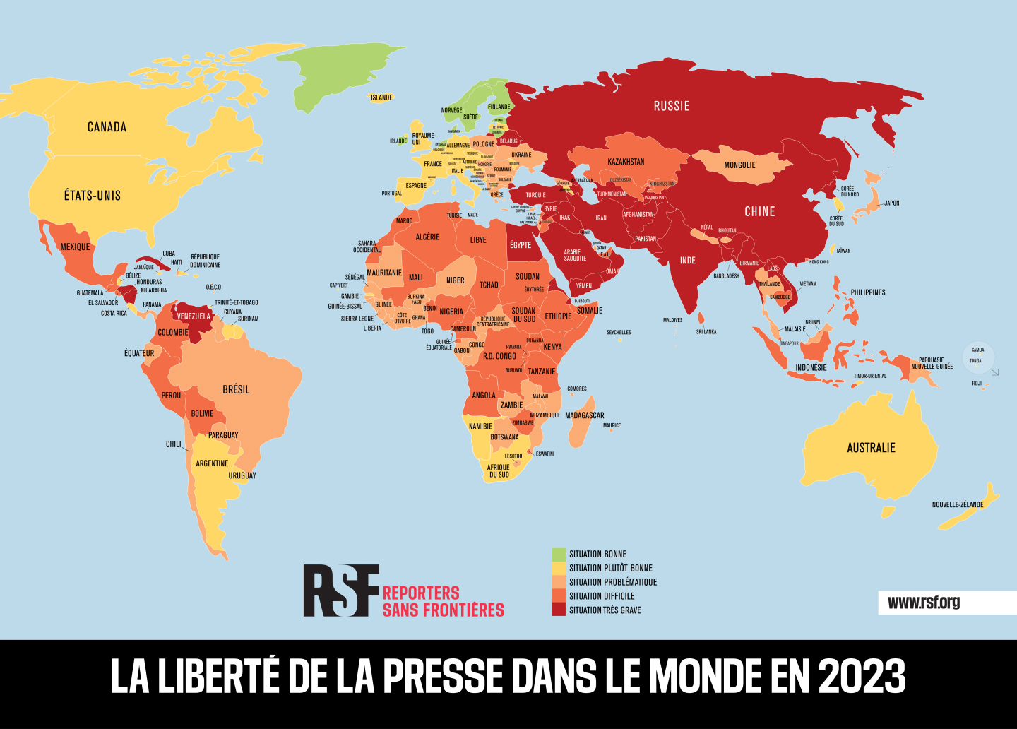 Analyser la carte de reporters sans frontières | CLEMI